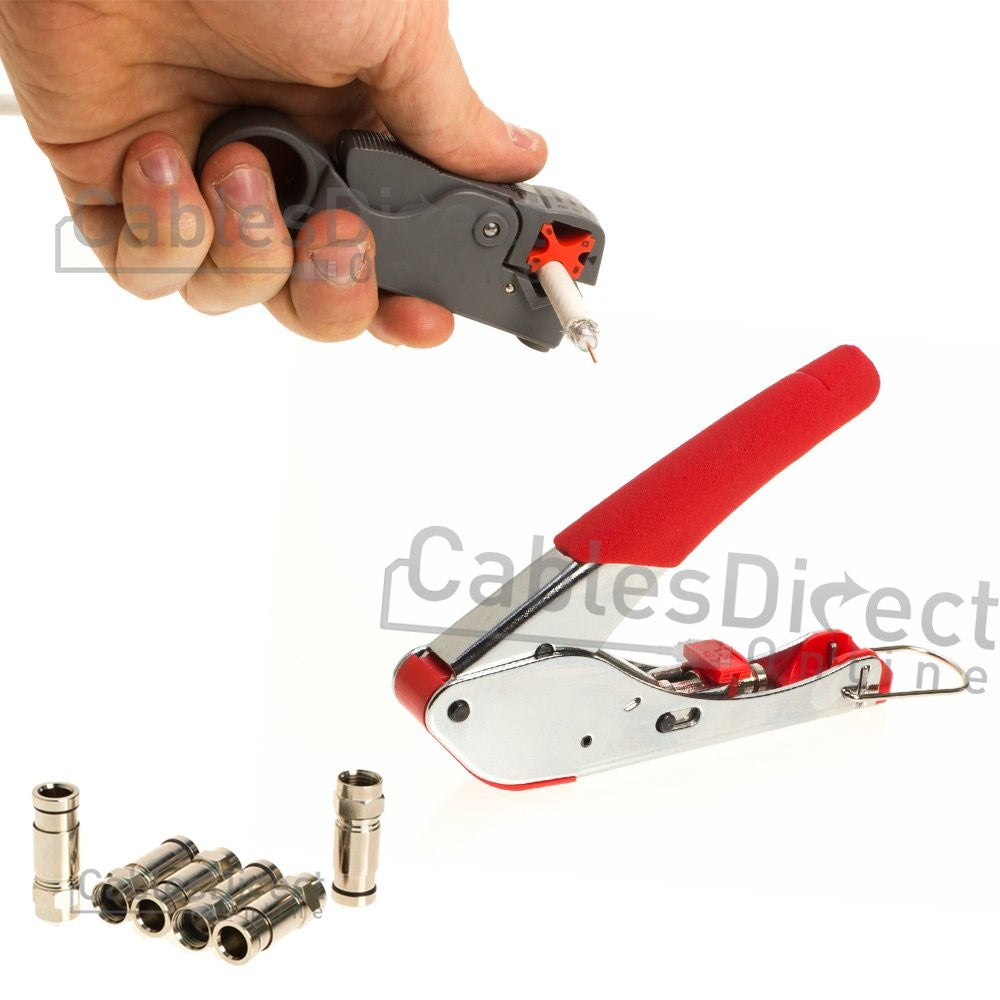 RG6 Coaxial Wire Stripper Crimper Tool Set Kit, Connectors, Tool ...