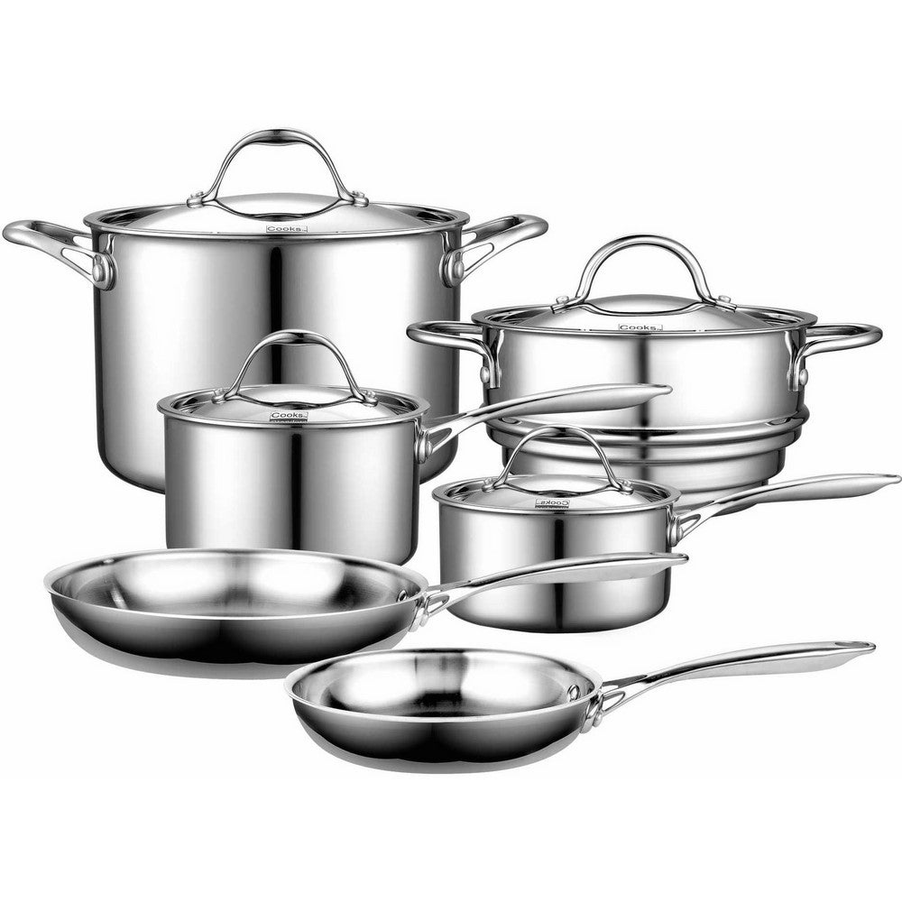 Cooks Standard 10-Piece Multi-Ply Clad Stainless Steel Cookware Set ...