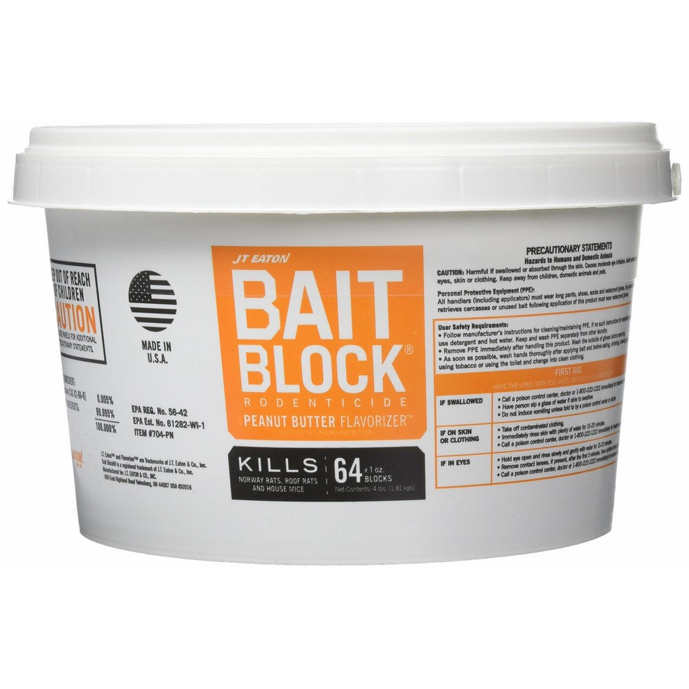 JT Eaton 704-PN Bait Block Rodenticide Anticoagulant Bait, Peanut ...